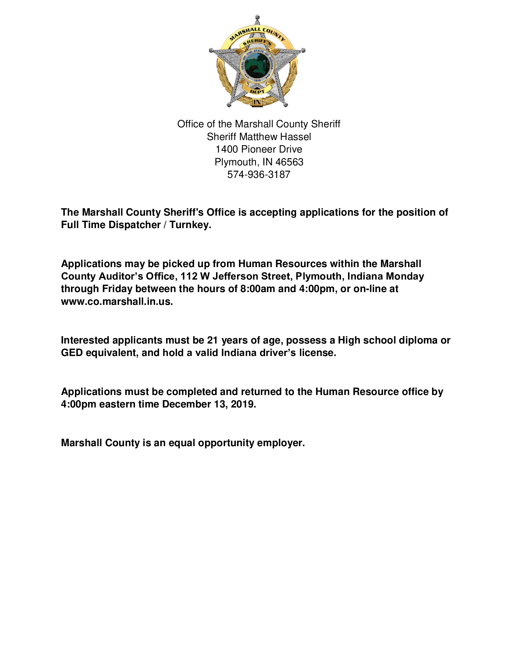 NOW HIRING FOR FULL TIME TURNKEY/DISPATCHER