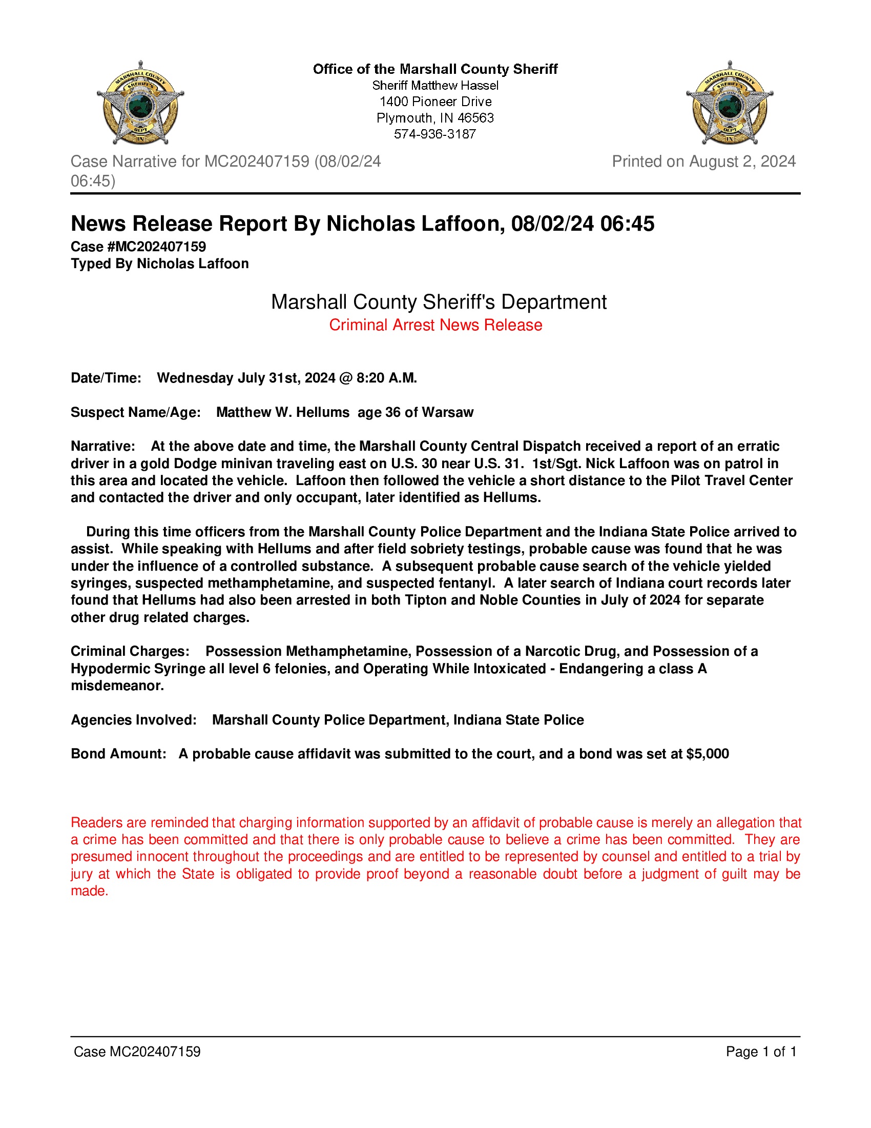 Reports Of An Erratic Driver Lead To The Arrest Of A Warsaw Man